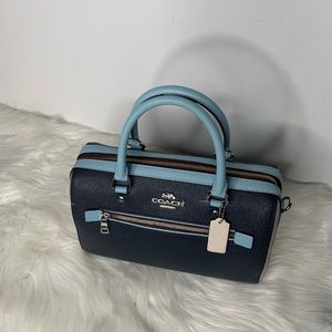Coach | Bags | Coach Dark Blue And Sky Blue Satchel | Poshmark